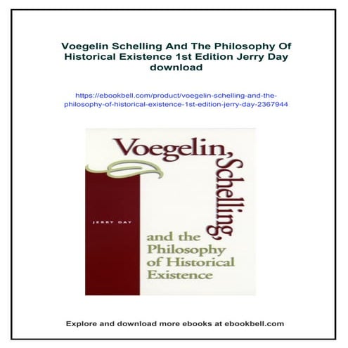 Voegelin Schelling And The Philosophy Of Historical Existence 1st ...