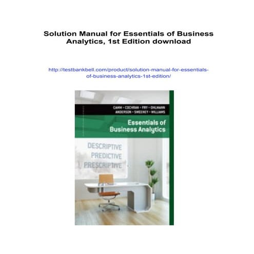 Solution Manual for Essentials of Business Analytics, 1st Edition | PDF