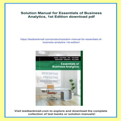 Solution Manual for Essentials of Business Analytics, 1st Edition | PDF