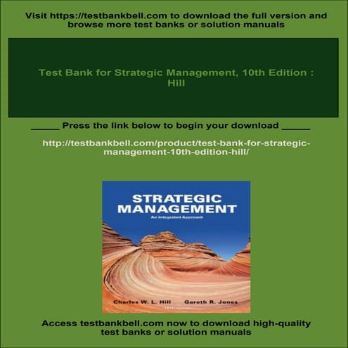 Test Bank for Strategic Management, 10th Edition : Hill | PDF