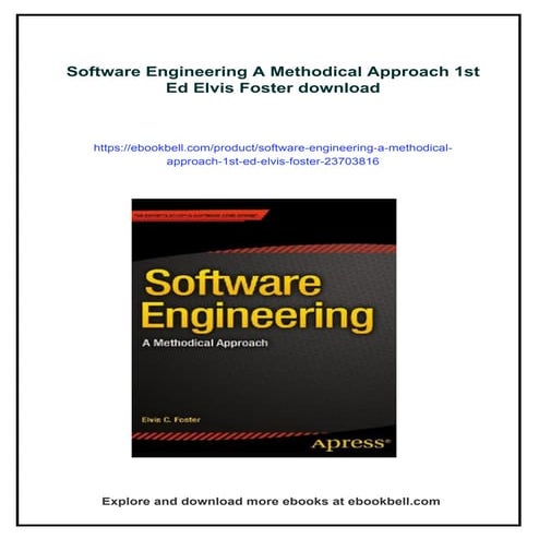 Software Engineering A Methodical Approach 1st Ed Elvis Foster | PDF