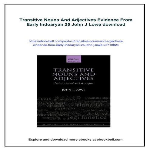 Transitive Nouns And Adjectives Evidence From Early Indoaryan 25 John J ...