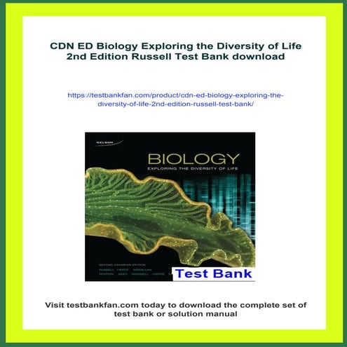 CDN ED Biology Exploring the Diversity of Life 2nd Edition Russell Test ...