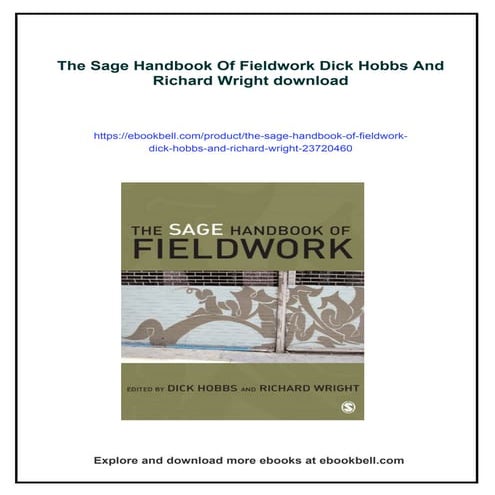 The Sage Handbook Of Fieldwork Dick Hobbs And Richard Wright | PDF