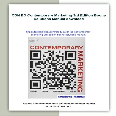 CDN ED Contemporary Marketing 3rd Edition Boone Solutions Manual | PDF