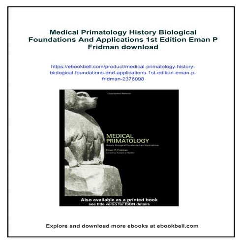 Medical Primatology History Biological Foundations And Applications 1st ...