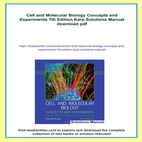 Cell and Molecular Biology Concepts and Experiments 7th Edition Karp Solutions Manual | PDF