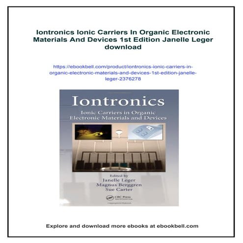 Iontronics Ionic Carriers In Organic Electronic Materials And Devices ...