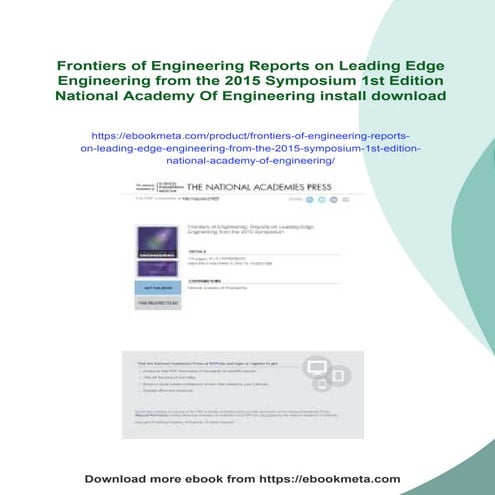 Frontiers of Engineering Reports on Leading Edge Engineering from the ...