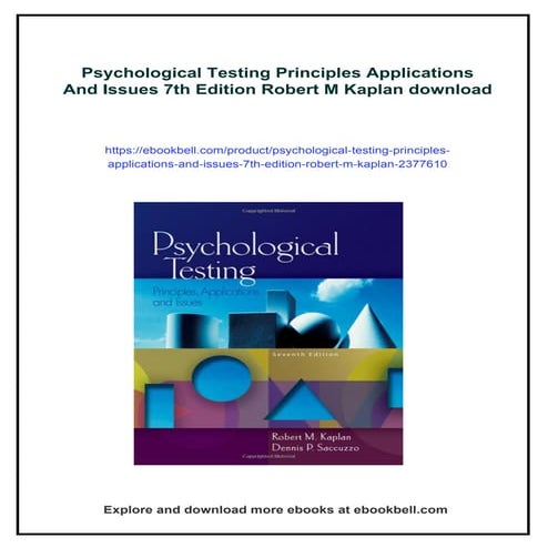 Psychological Testing Principles Applications And Issues 7th Edition ...
