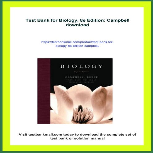 Test Bank for Biology, 8e Edition: Campbell | PDF