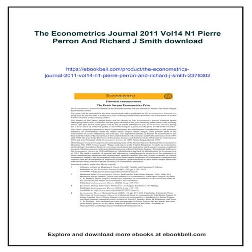 The Econometrics Journal 2011 Vol14 N1 Pierre Perron And Richard J ...