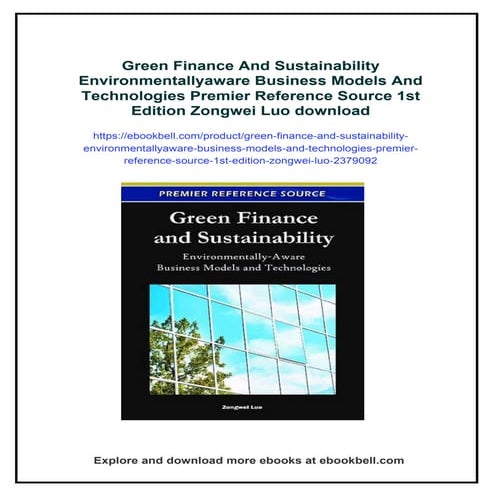 Green Finance And Sustainability Environmentallyaware Business Models ...