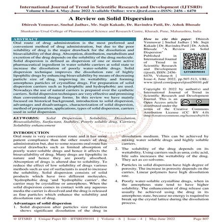 A Review on Solid Dispersion | PDF