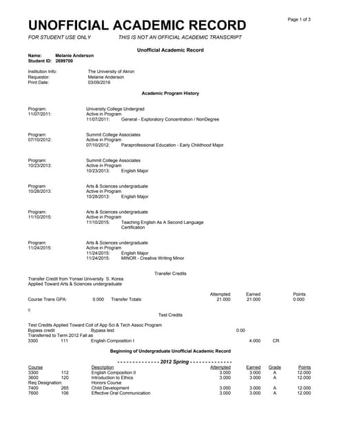 NC State Official Final Transcript | PPT