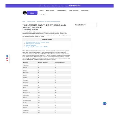 118 Elements and Their Symbols and Atomic Numbers | PW
