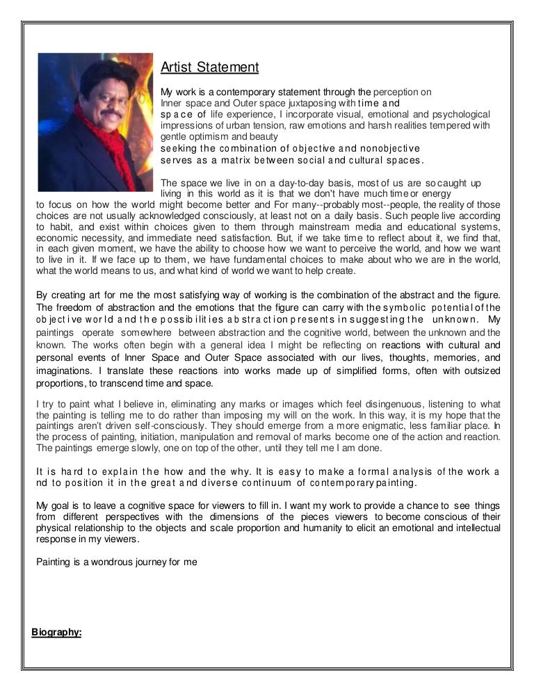 Artist Statement Bio 2015 Artist Statement Bio 2015