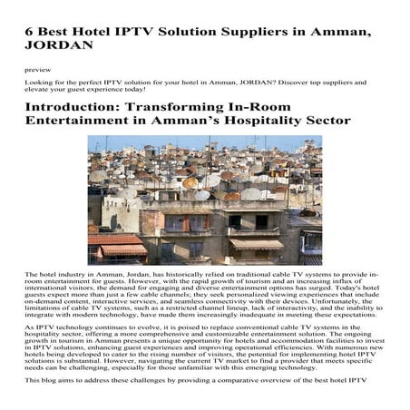 6 Best Hotel IPTV Solution Suppliers in Amman, JORDAN | PDF