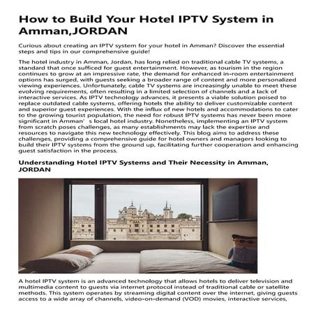 How to Build Your Hotel IPTV System in Amman，JORDAN | PDF