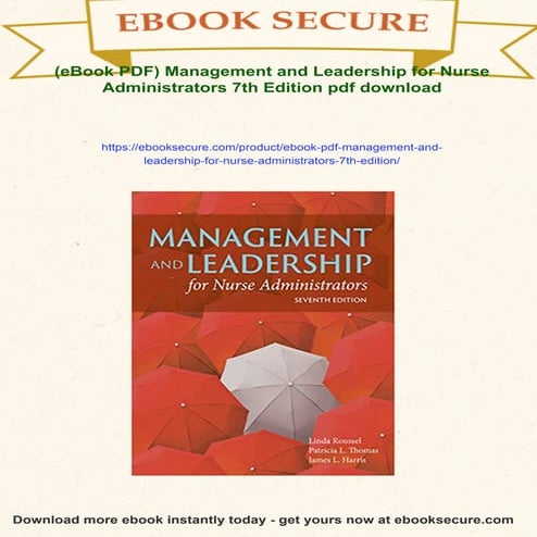 (eBook PDF) Management and Leadership for Nurse Administrators 7th ...
