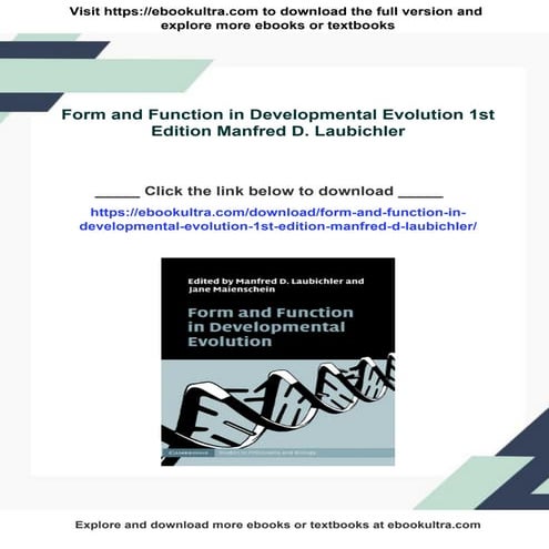 Form and Function in Developmental Evolution 1st Edition Manfred D. Laubichler | PDF