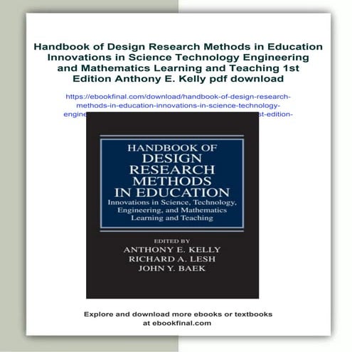 Handbook of Design Research Methods in Education Innovations in Science ...