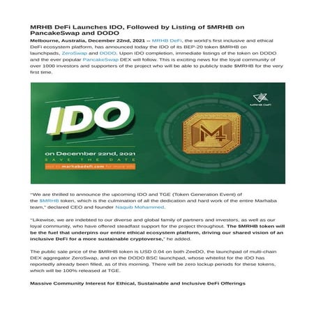 MRHB DeFi Launches Sahal Wallet, World's First Ethical & Halal Crypto ...