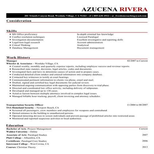 Azucena Rivera Resume 2 | PDF