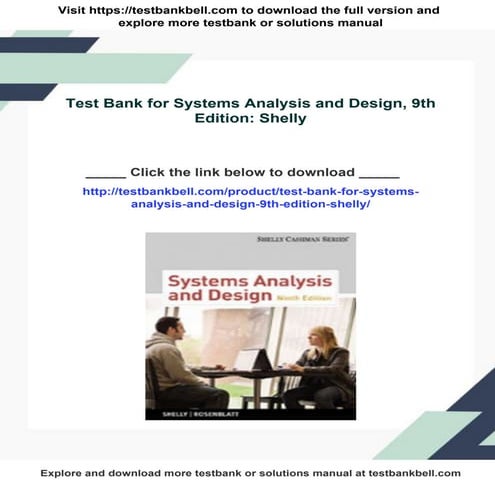 Test Bank for Systems Analysis and Design, 9th Edition: Shelly | PDF