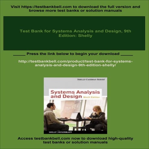 Test Bank for Systems Analysis and Design, 9th Edition: Shelly | PDF