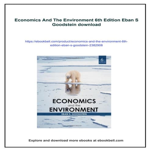 Economics And The Environment 6th Edition Eban S Goodstein | PDF