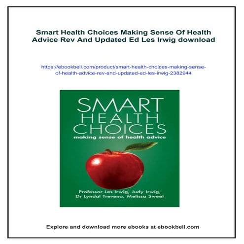 Smart Health Choices Making Sense Of Health Advice Rev And Updated Ed ...