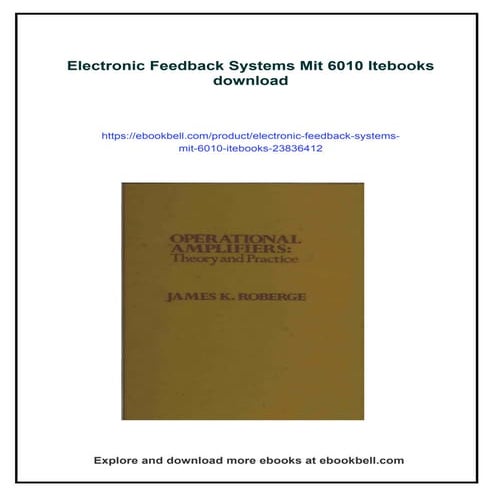 Electronic Feedback Systems Mit 6010 Itebooks | PDF