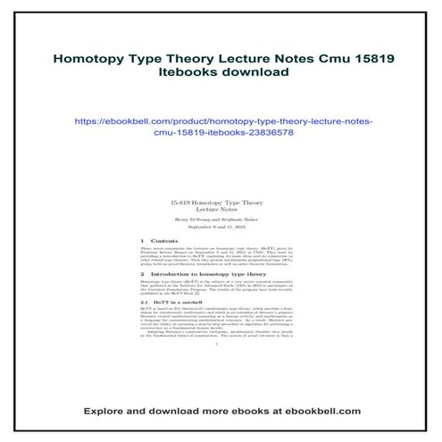 Homotopy Type Theory Lecture Notes Cmu 15819 Itebooks | PDF