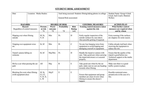 Risk assessment for Spaced Out | PDF