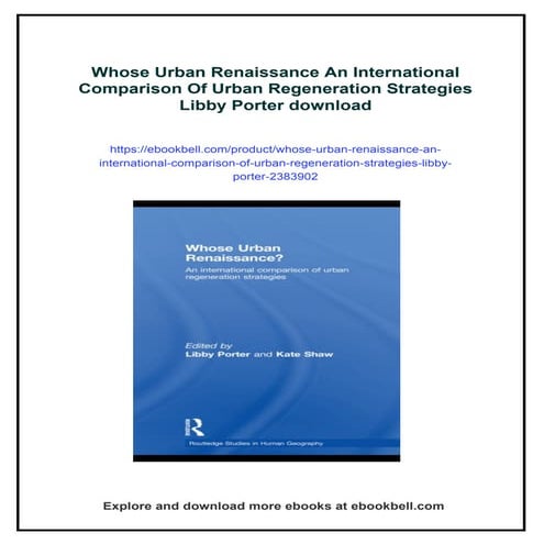 Whose Urban Renaissance An International Comparison Of Urban ...