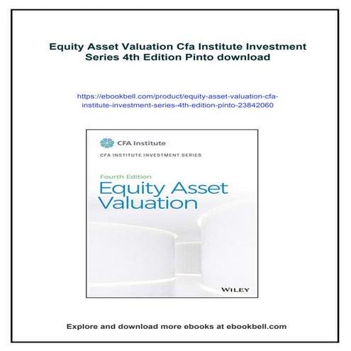 Equity Asset Valuation Cfa Institute Investment Series 4th Edition ...