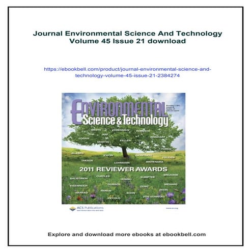 Journal Environmental Science And Technology Volume 45 Issue 21 | PDF
