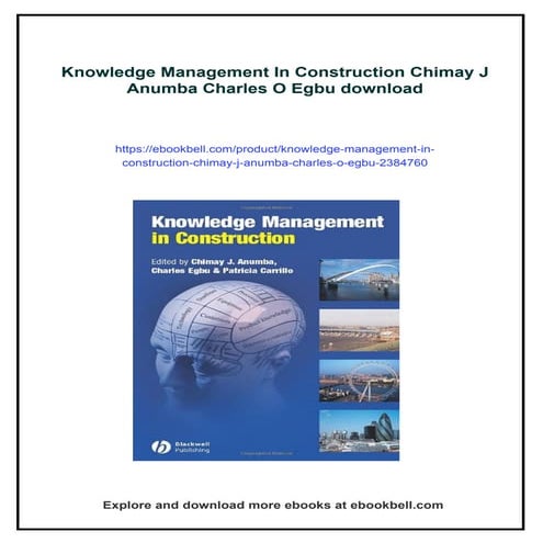 Knowledge Management In Construction Chimay J Anumba Charles O Egbu | PDF