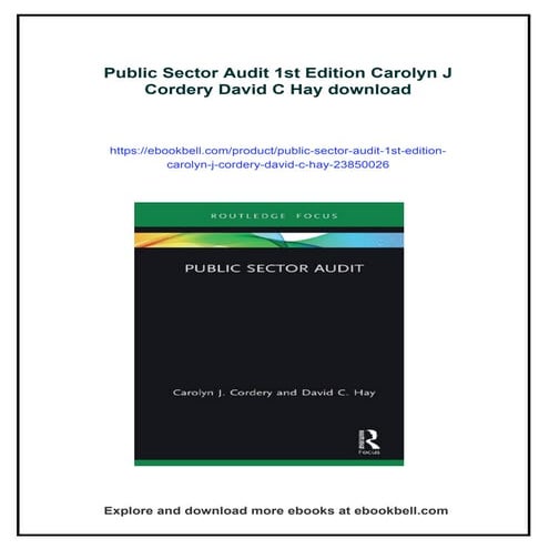 Public Sector Audit 1st Edition Carolyn J Cordery David C Hay | PDF