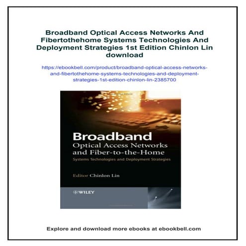 Broadband Optical Access Networks And Fibertothehome Systems ...