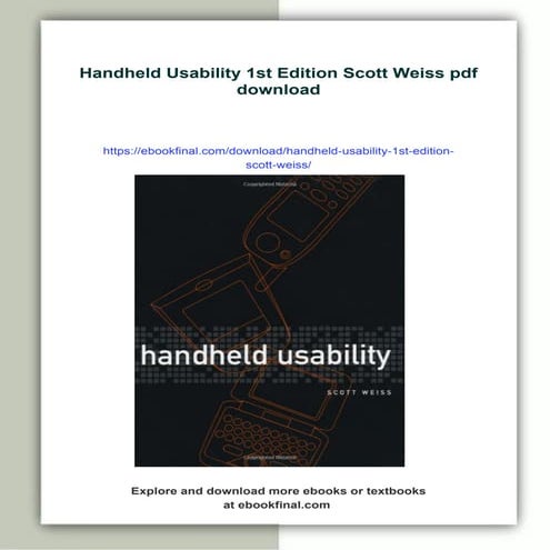 Handheld Usability 1st Edition Scott Weiss | PDF