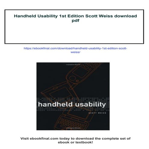 Handheld Usability 1st Edition Scott Weiss | PDF