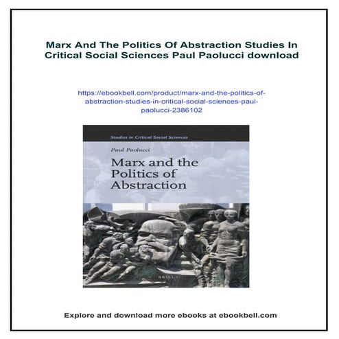 Marx And The Politics Of Abstraction Studies In Critical Social ...