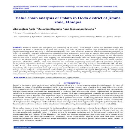 Value chain analysis of Potato in Dedo district of Jimma zone, Ethiopia ...