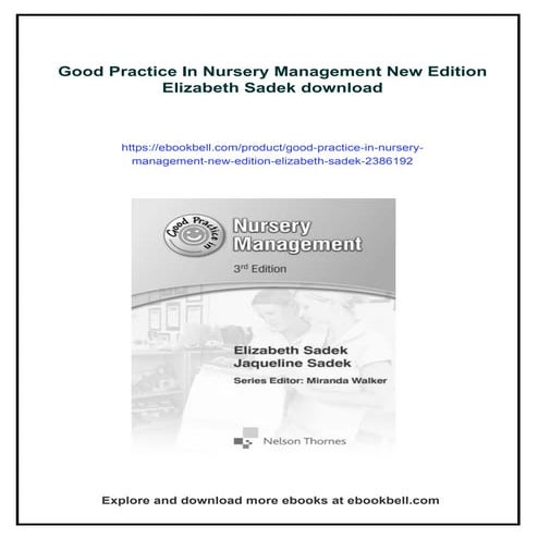Good Practice In Nursery Management New Edition Elizabeth Sadek | PDF