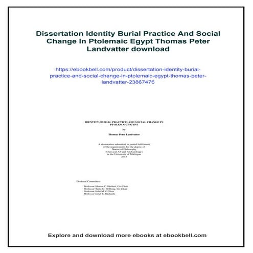 Dissertation Identity Burial Practice And Social Change In Ptolemaic ...