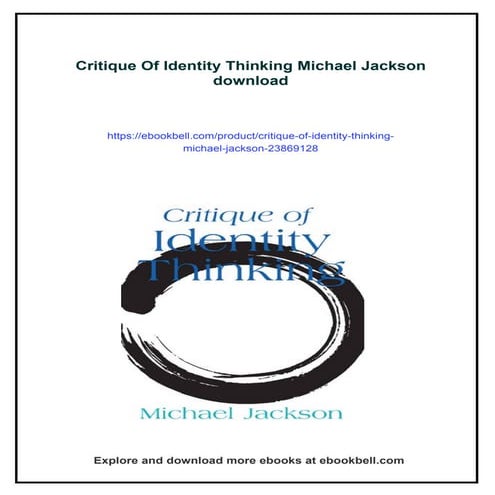 Critique Of Identity Thinking Michael Jackson | PDF