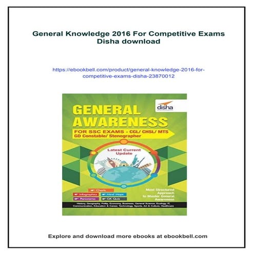 General Knowledge 2016 For Competitive Exams Disha | PDF