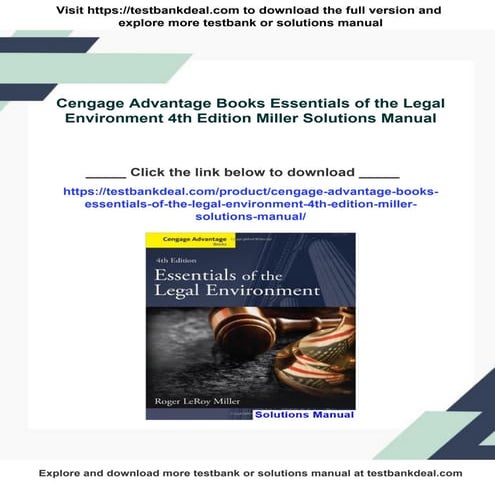 Cengage Advantage Books Essentials of the Legal Environment 4th Edition Miller Solutions Manual ...